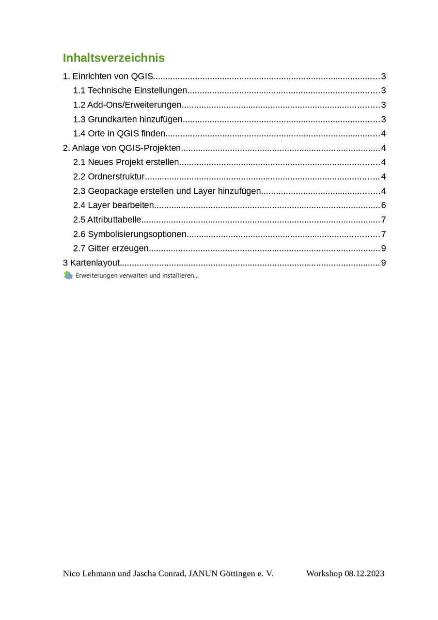 JANUN – Grundlagen in QGIS